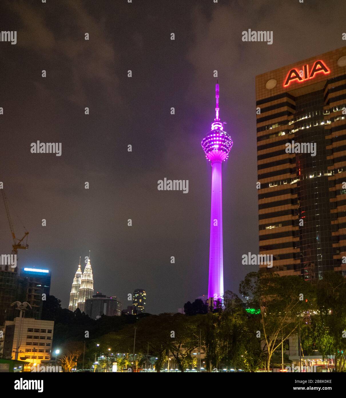 KL Towe, AIA office tower and Petronas Twin Towers in background at ...