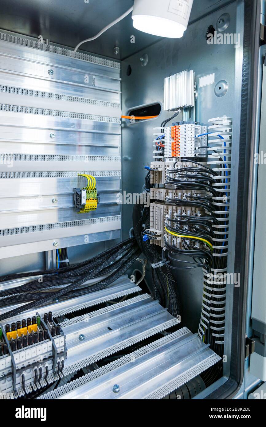 Detail of electric cubicle with connector strips Stock Photo - Alamy