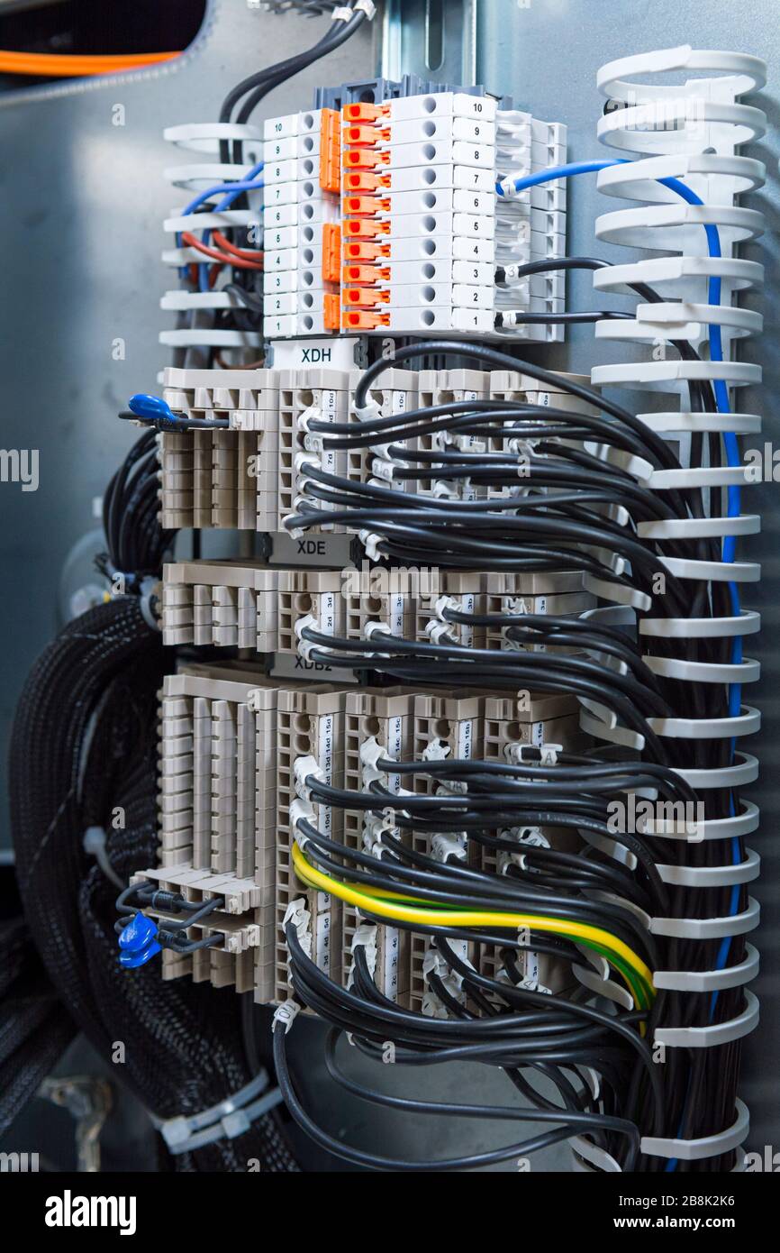 Detail of electric cubicle with connector strips Stock Photo - Alamy