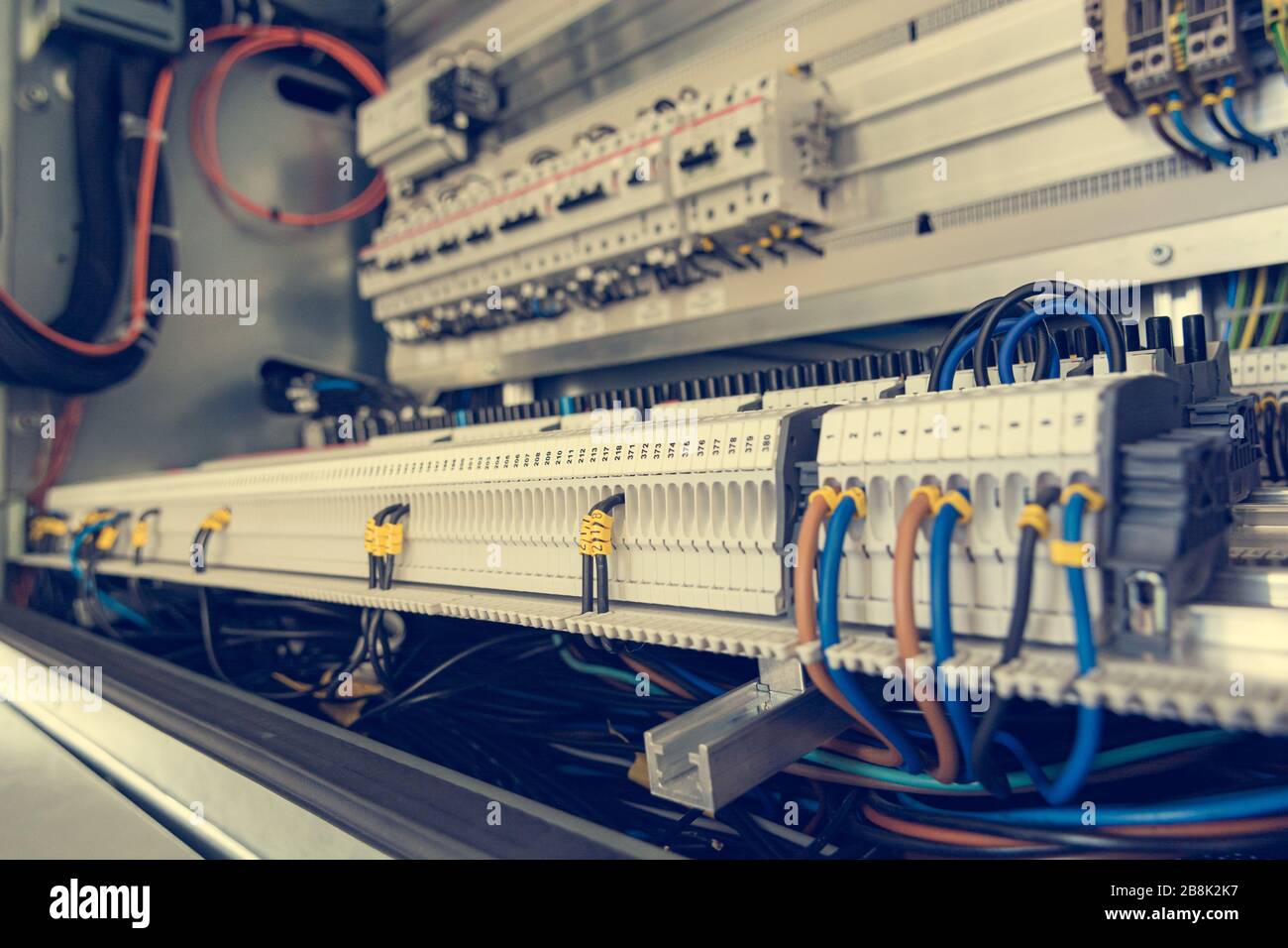 Detail of electric cubicle with connector strips Stock Photo - Alamy