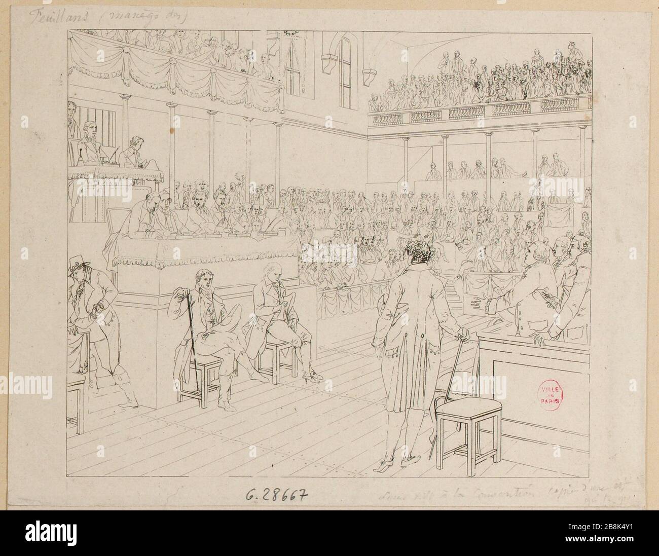 Trial of Louis XVI at the meeting of the National Convention, the hall ...