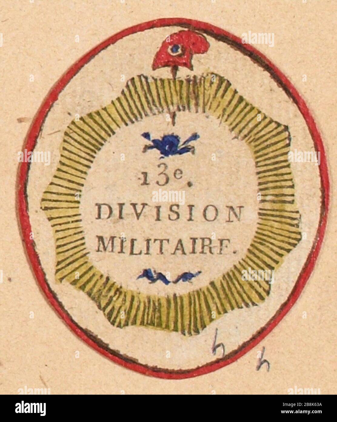Card or insignia of the 13th military division. French Revolution ...