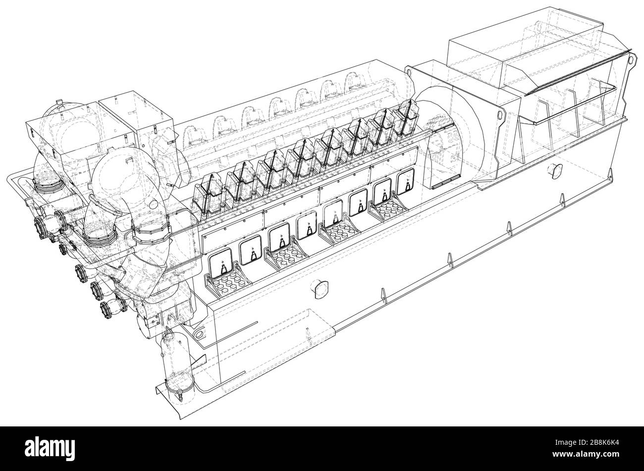 Generator. Diesel and gas industrial electric generator. The layers of ...