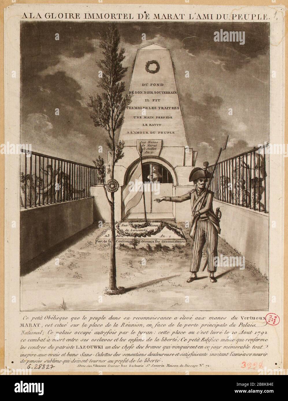 High pyramid to the memory of Paul Marat on the place of the meeting ...