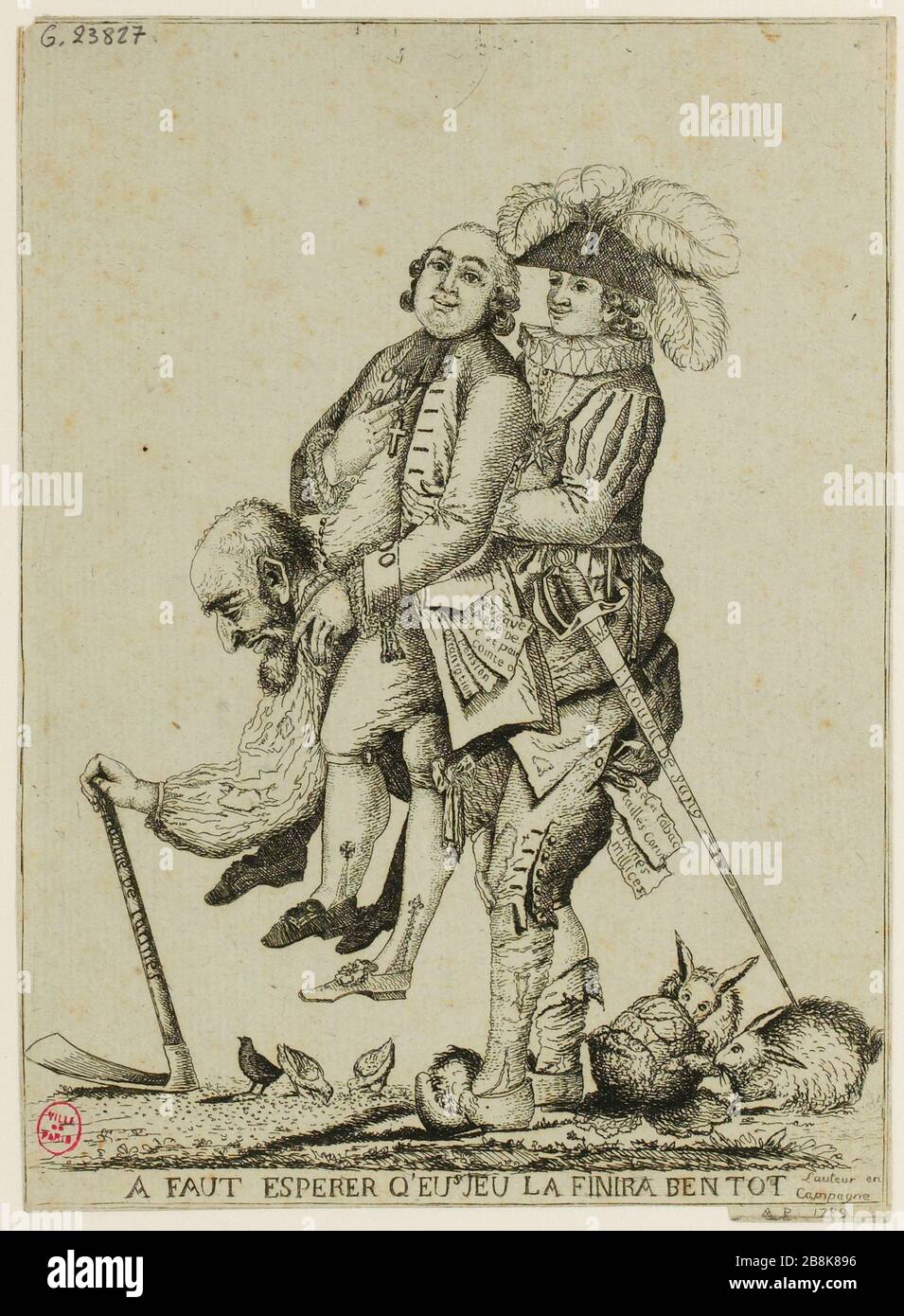 French Revolution. Old regime. Cartoon on the Three Orders: The Third ...