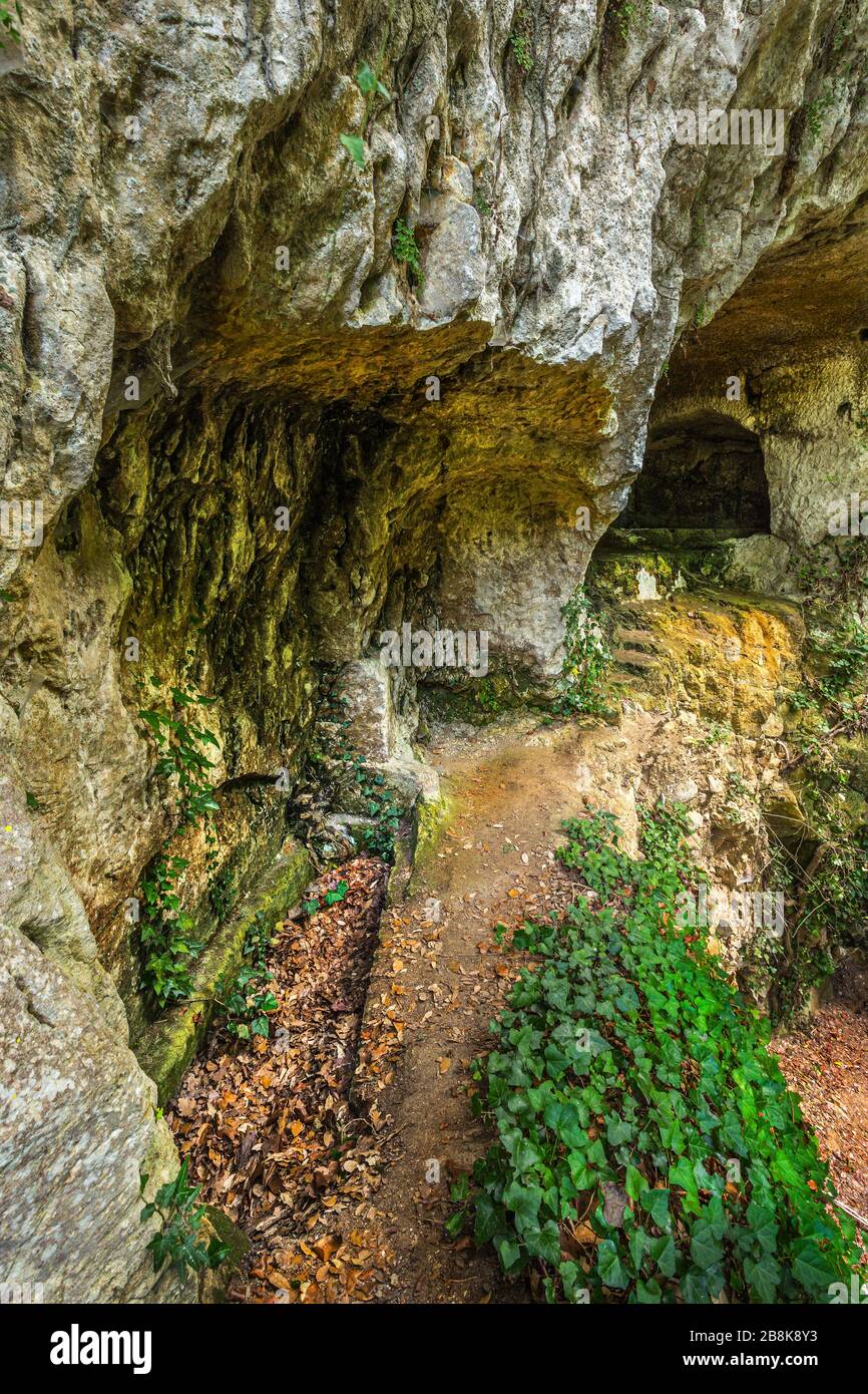 medieval rock tombs in Alento Valley Stock Photo - Alamy