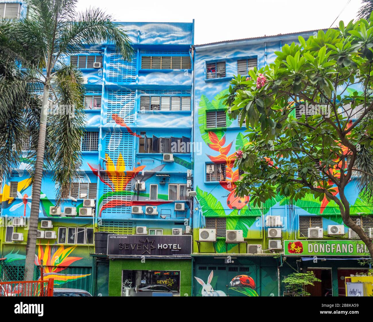 Seven Hotel with colorfully painted mural on exterior walls in Bukit ...