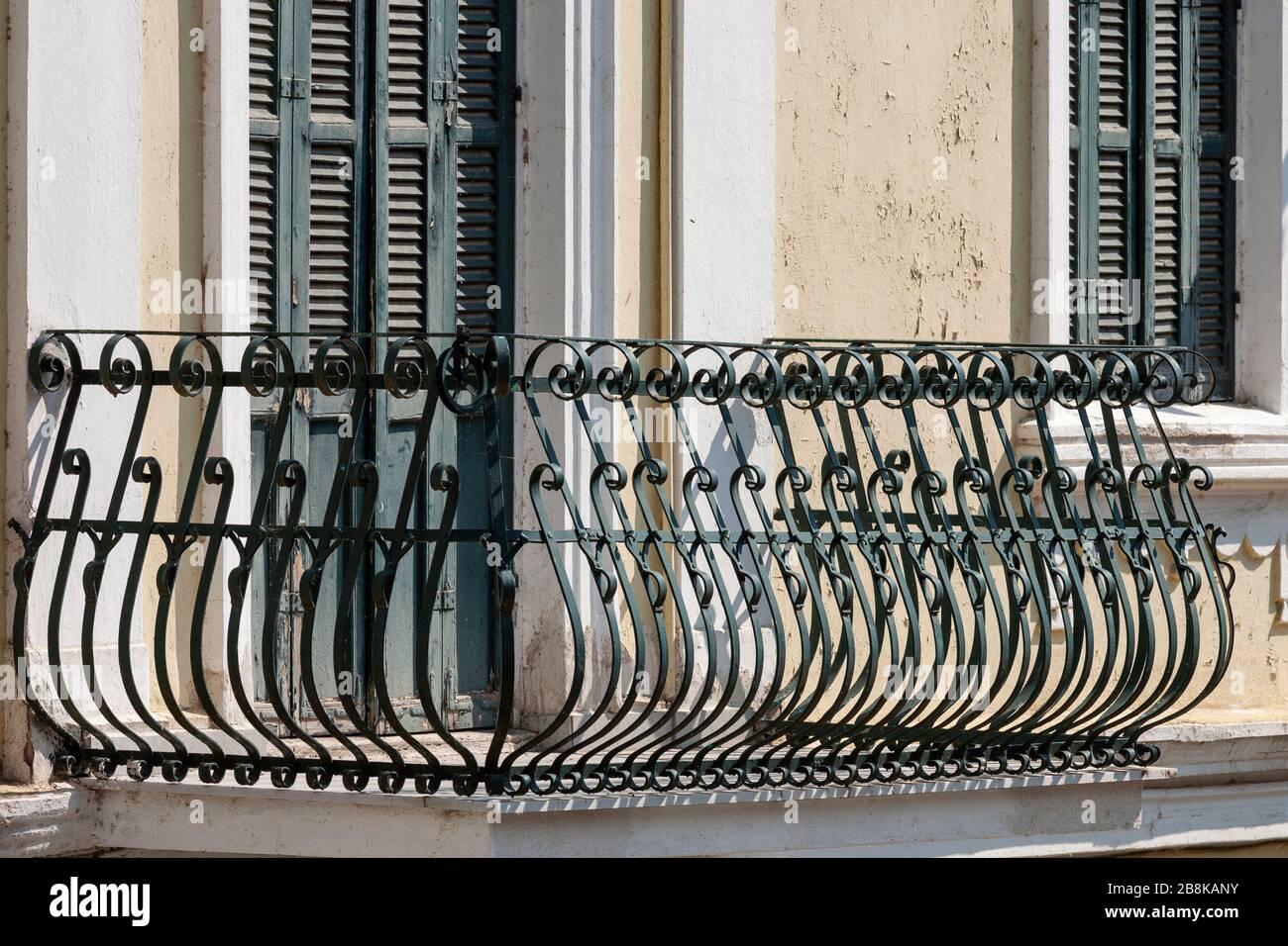 Vintage balcony, closeup view, Kastoria, Greece, Eastern Europe Stock ...