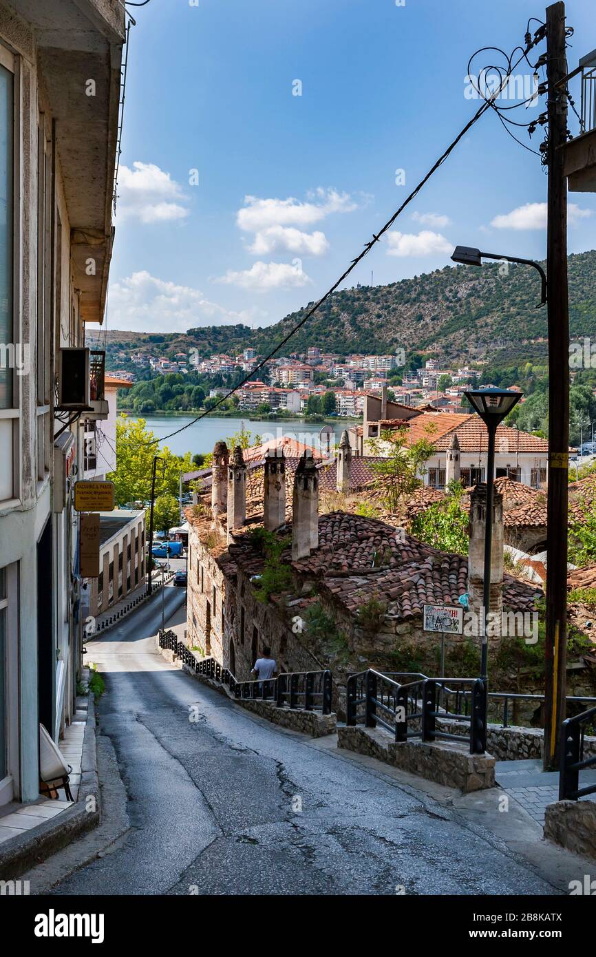 Street scene in Kastoria, Northern Greece, Balkans, Eastern Europe ...