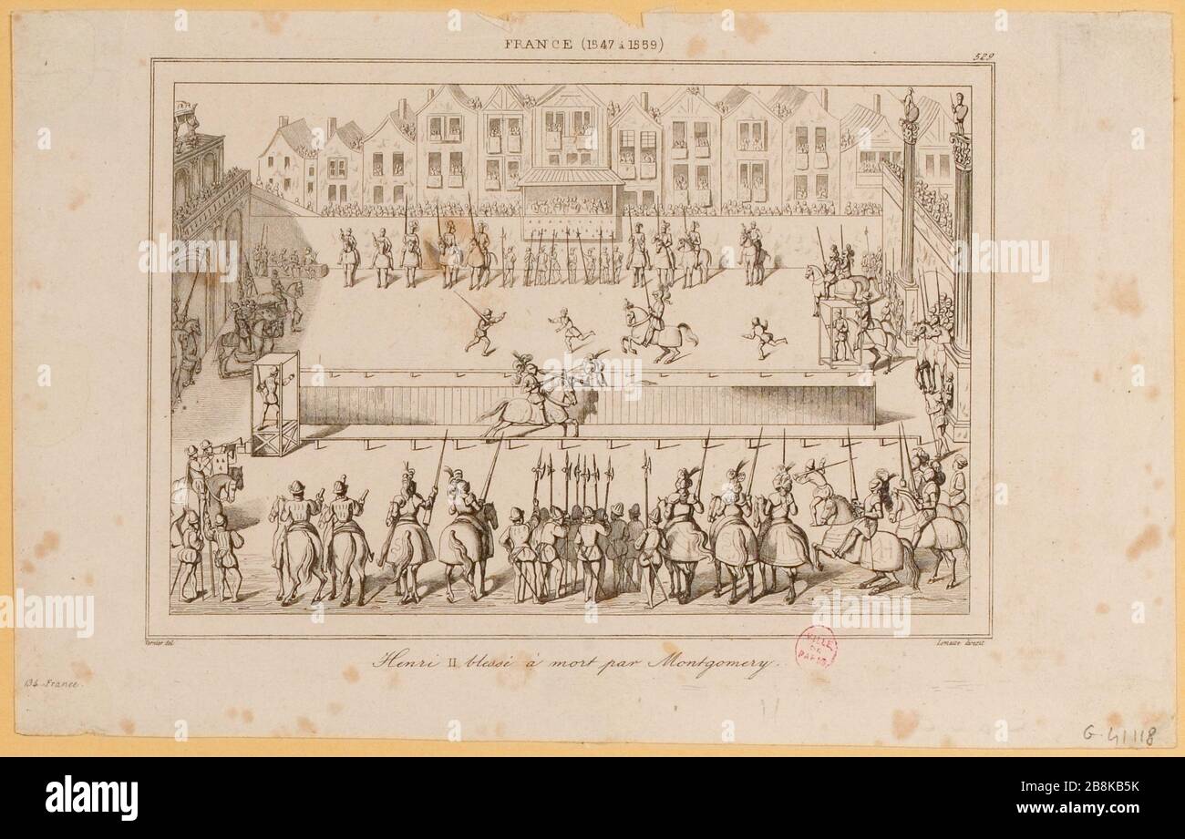 Henry II mortally wounded by Montgomery. (IT Stock Photo - Alamy