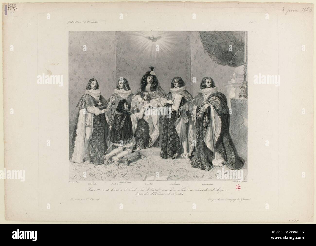 Louis XIV receives Knight of the Order of the Holy Spirit his brother Sir, then Duke of Anjou ...