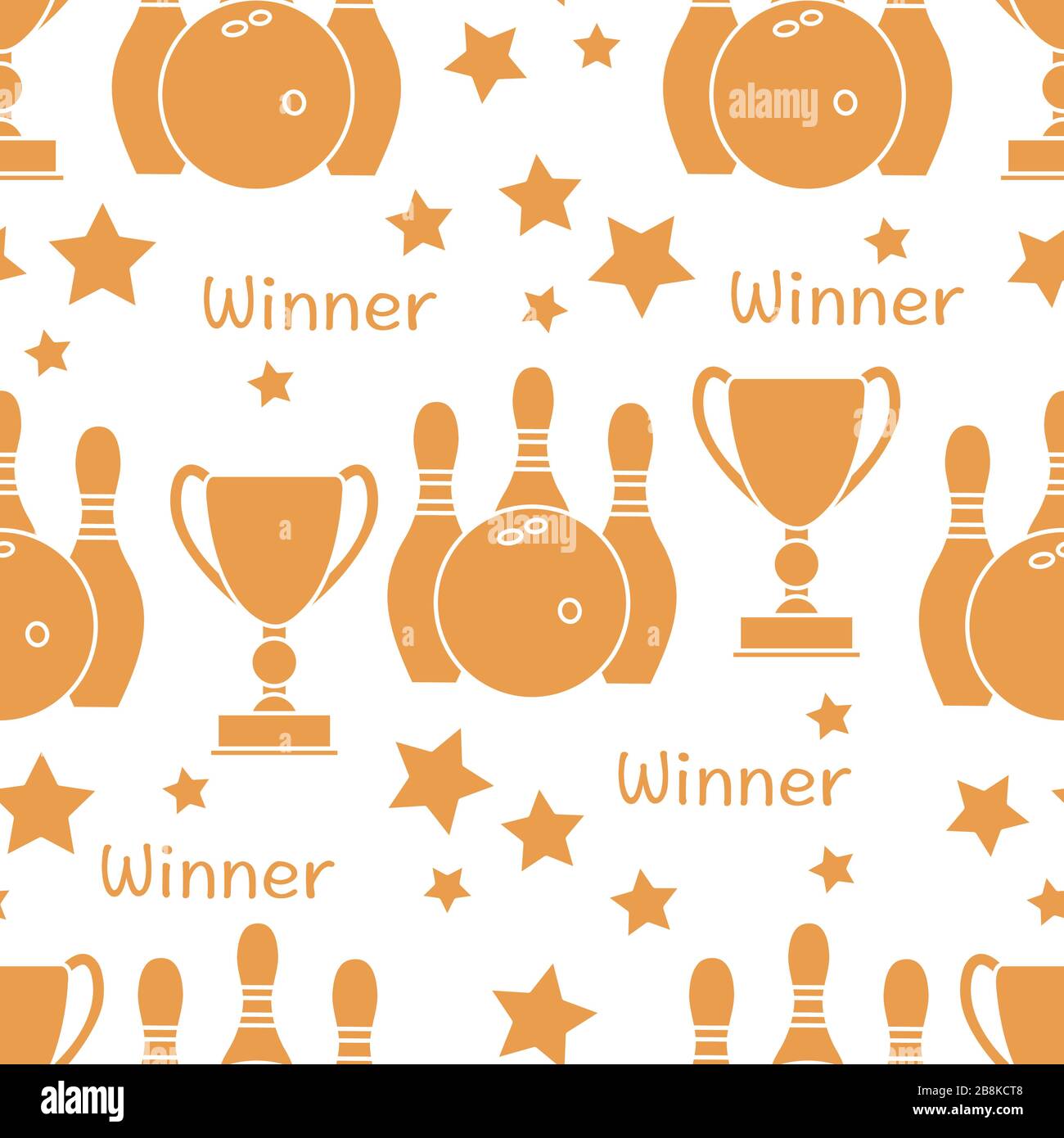 Seamless pattern with bowling pins and bowls, winner cup. Sports theme ...