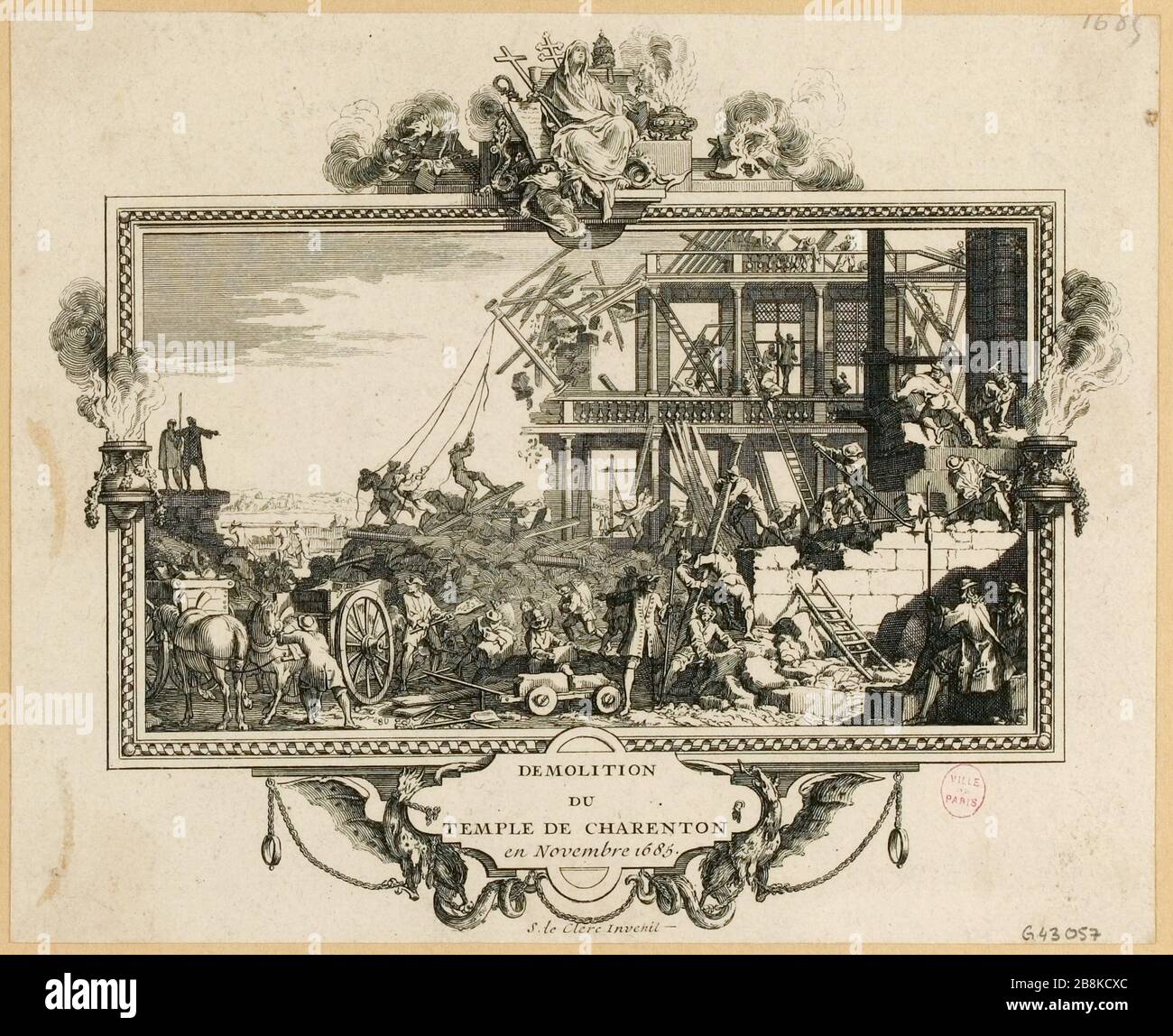 Demolition / of / temple of Charenton / November 1685. (TI Stock Photo ...