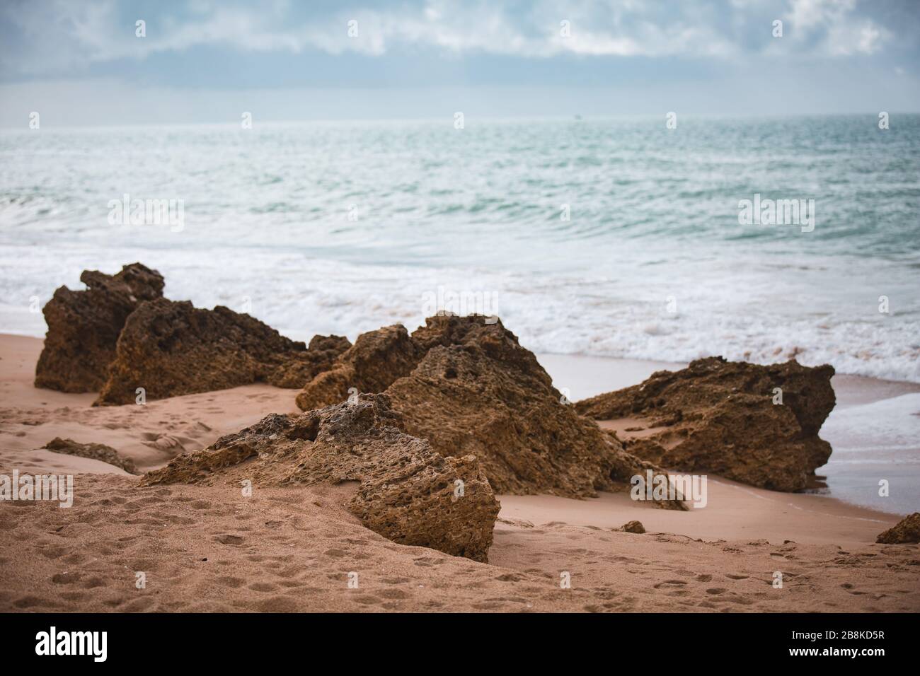 Offshore Rocks on the beach of Cala de Roche, Conil, Spain Stock Photo ...