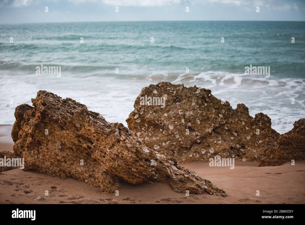 Offshore Rocks on the beach of Cala de Roche, Conil, Spain Stock Photo ...