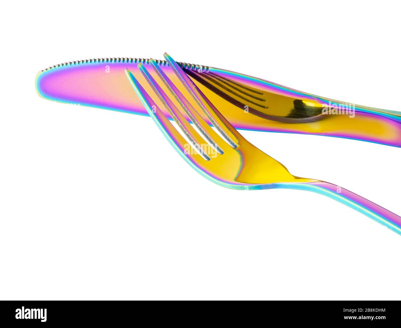 Colorful Fork and Knife Utensils Stock Photo - Alamy