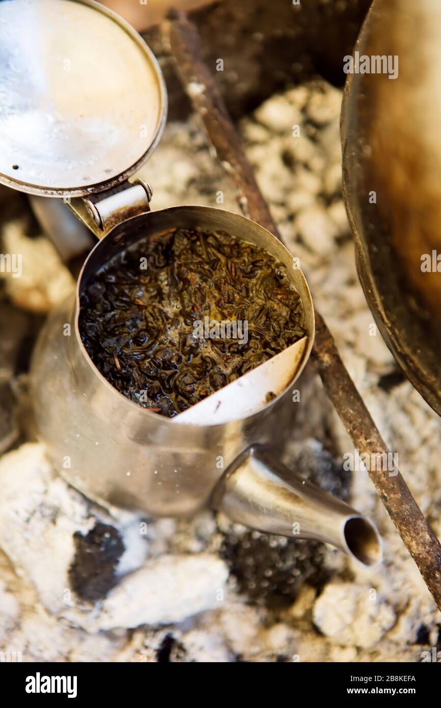 Traditional Moroccan tea served on market Stock Photo - Alamy