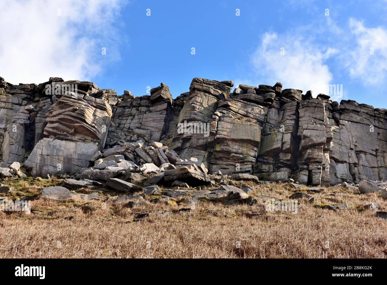 Stanage Edge, gritstone escarpment,Hathersage,Peak district national ...