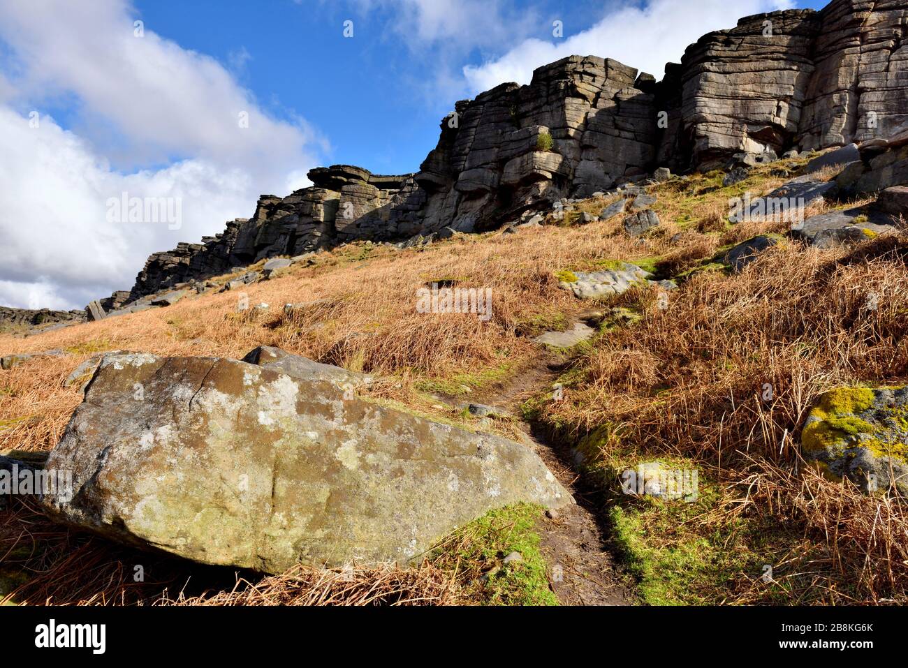 Stanage Edge, gritstone escarpment,Hathersage,Peak district national ...