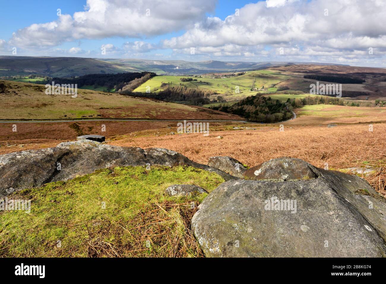 Stanage Edge, gritstone escarpment,Hathersage,Peak district national ...