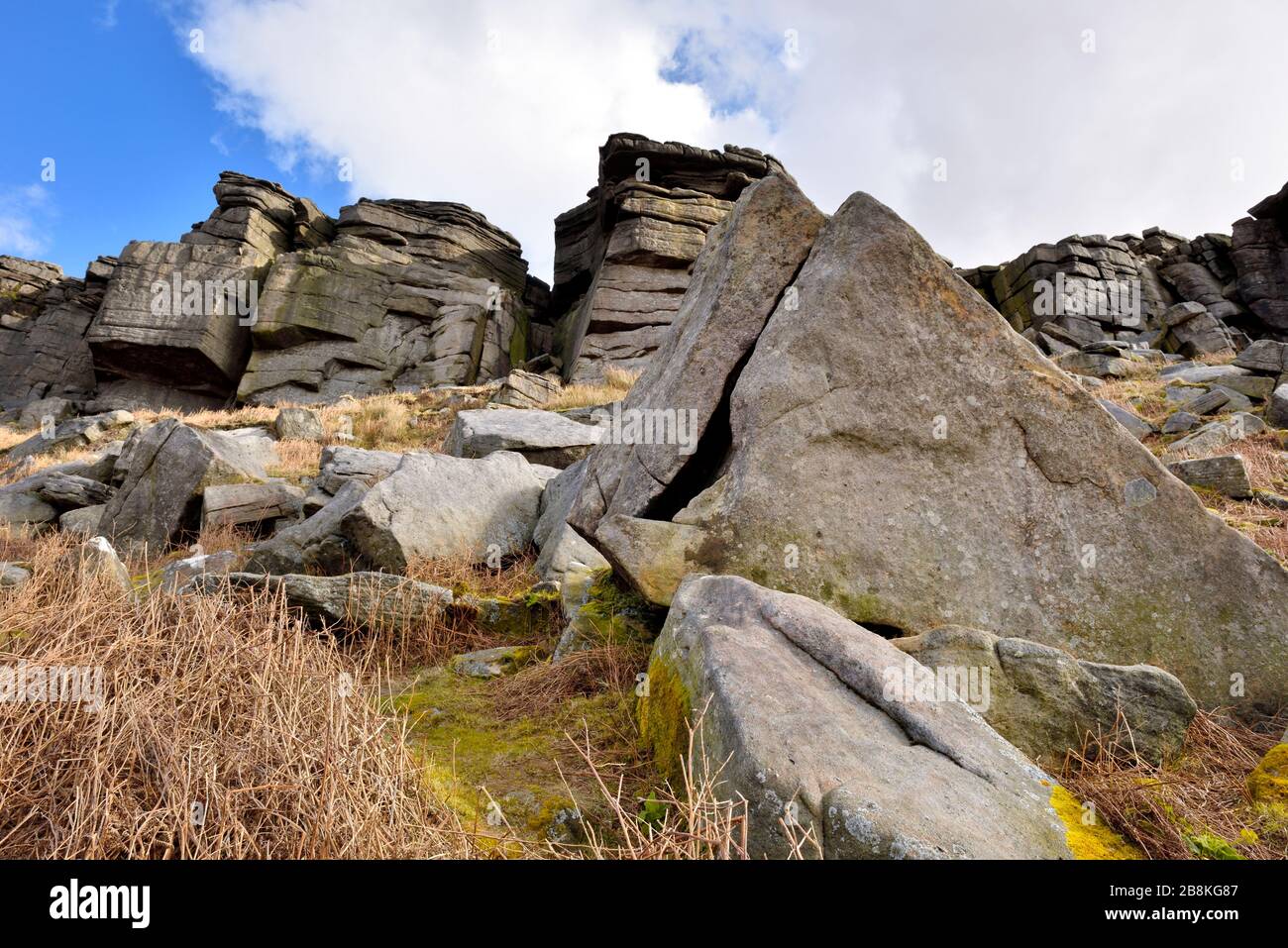 Stanage Edge, gritstone escarpment,Hathersage,Peak district national ...