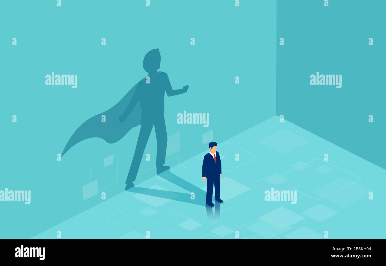 Vector of a confident businessman with a super hero shadow Stock Vector ...