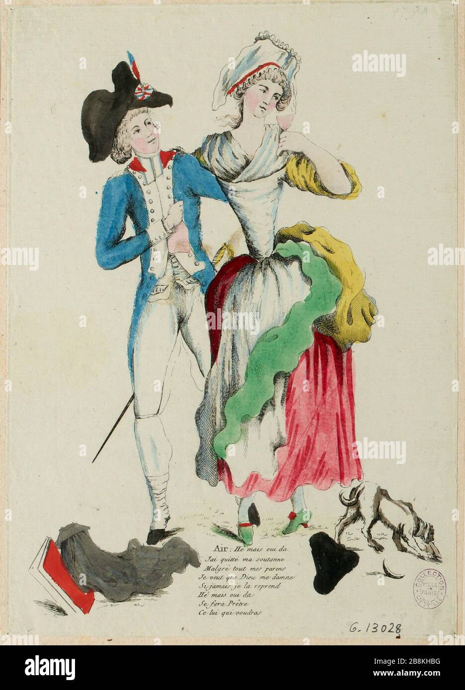 A defrocked priest holding by the hand a young woman. (TF Stock Photo ...