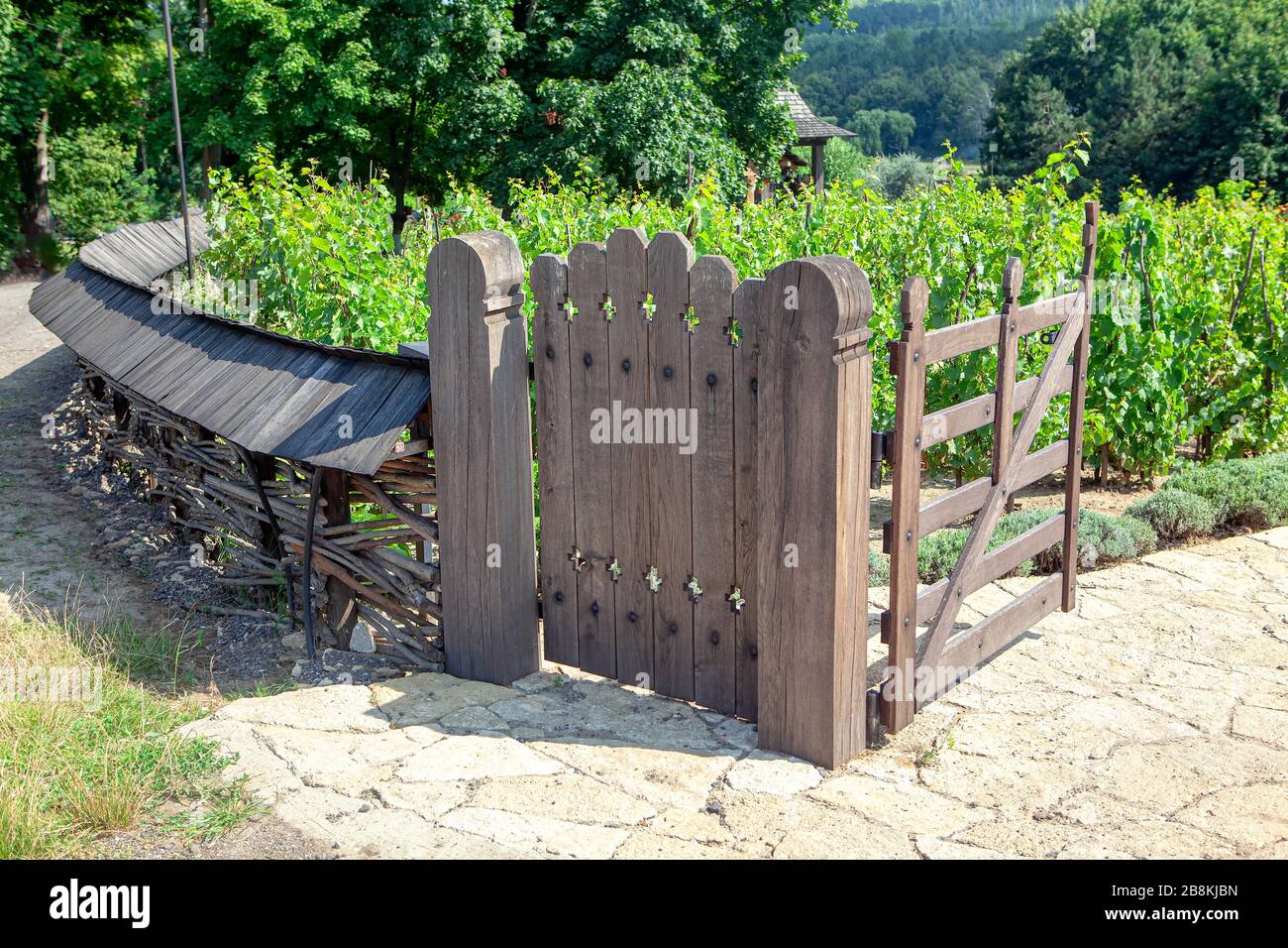 traditional rustic fence and wooden gate Stock Photo - Alamy