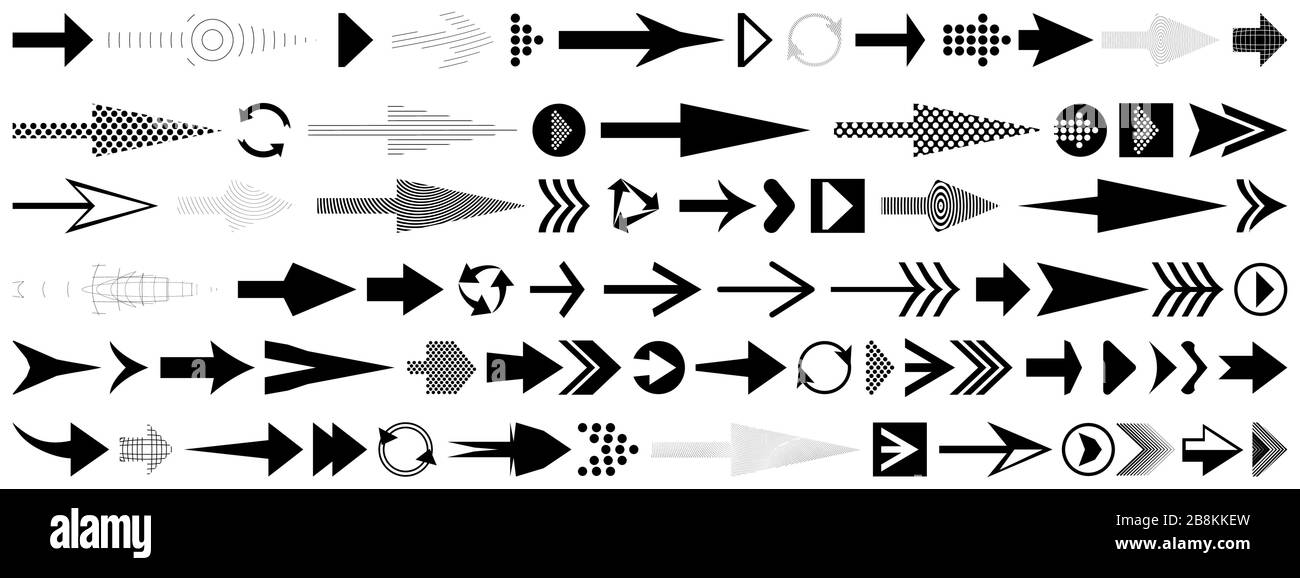 Arrow set. Different black directional icons, vector illustration ...