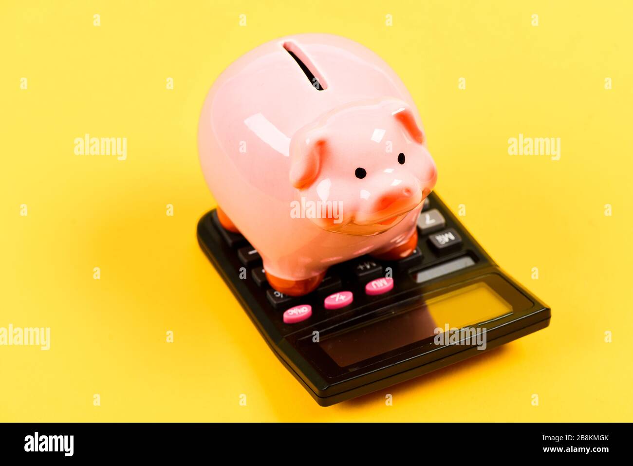 Want to pay. income capital management. moneybox with calculator. Piggy ...
