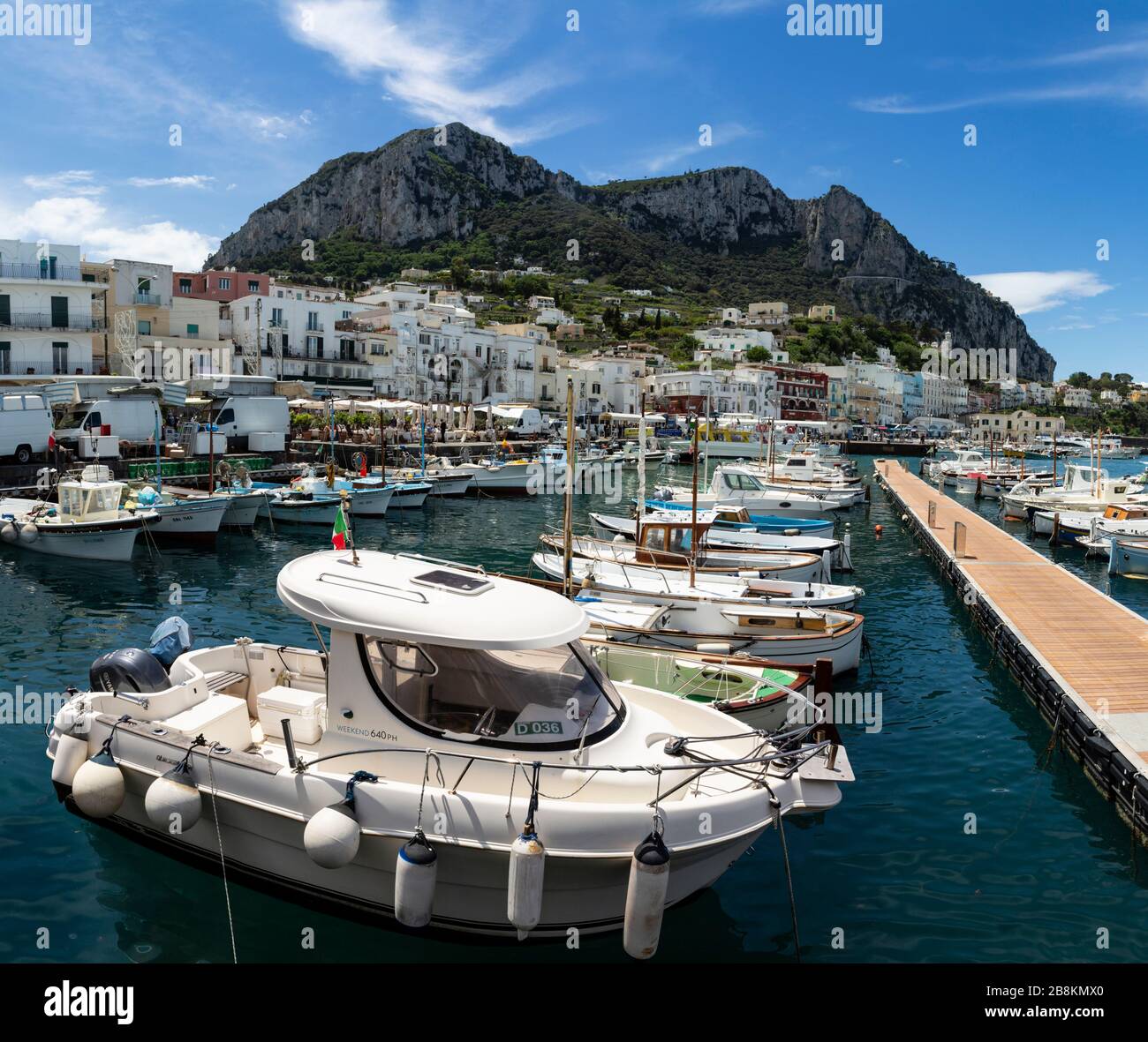 Boats at anchor in Marina Grande harbour, Capri , Campania, Italy Stock ...
