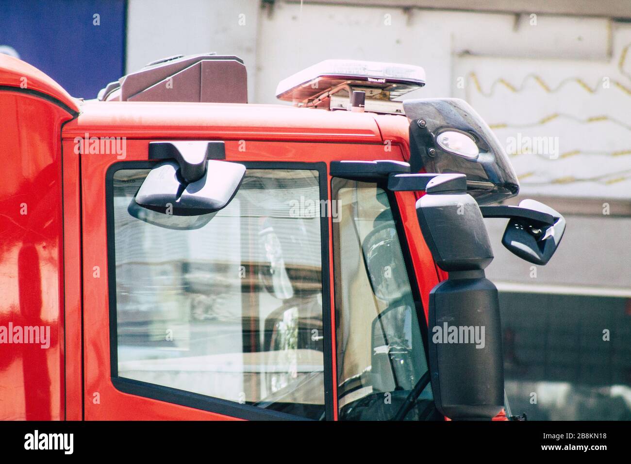 Tel Aviv Israel July 22, 2019 View of a Israeli fire truck parked in ...