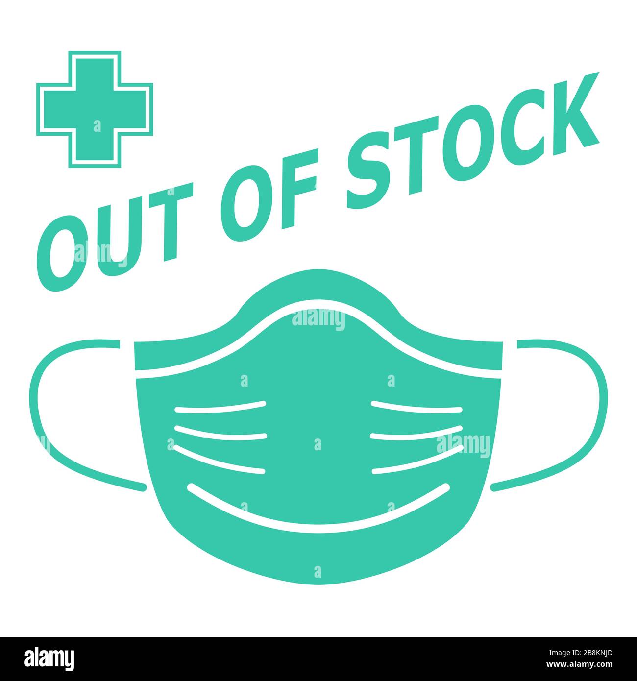 Medical mask with Out of Stock warning and Pharmacy cross icon Stock ...