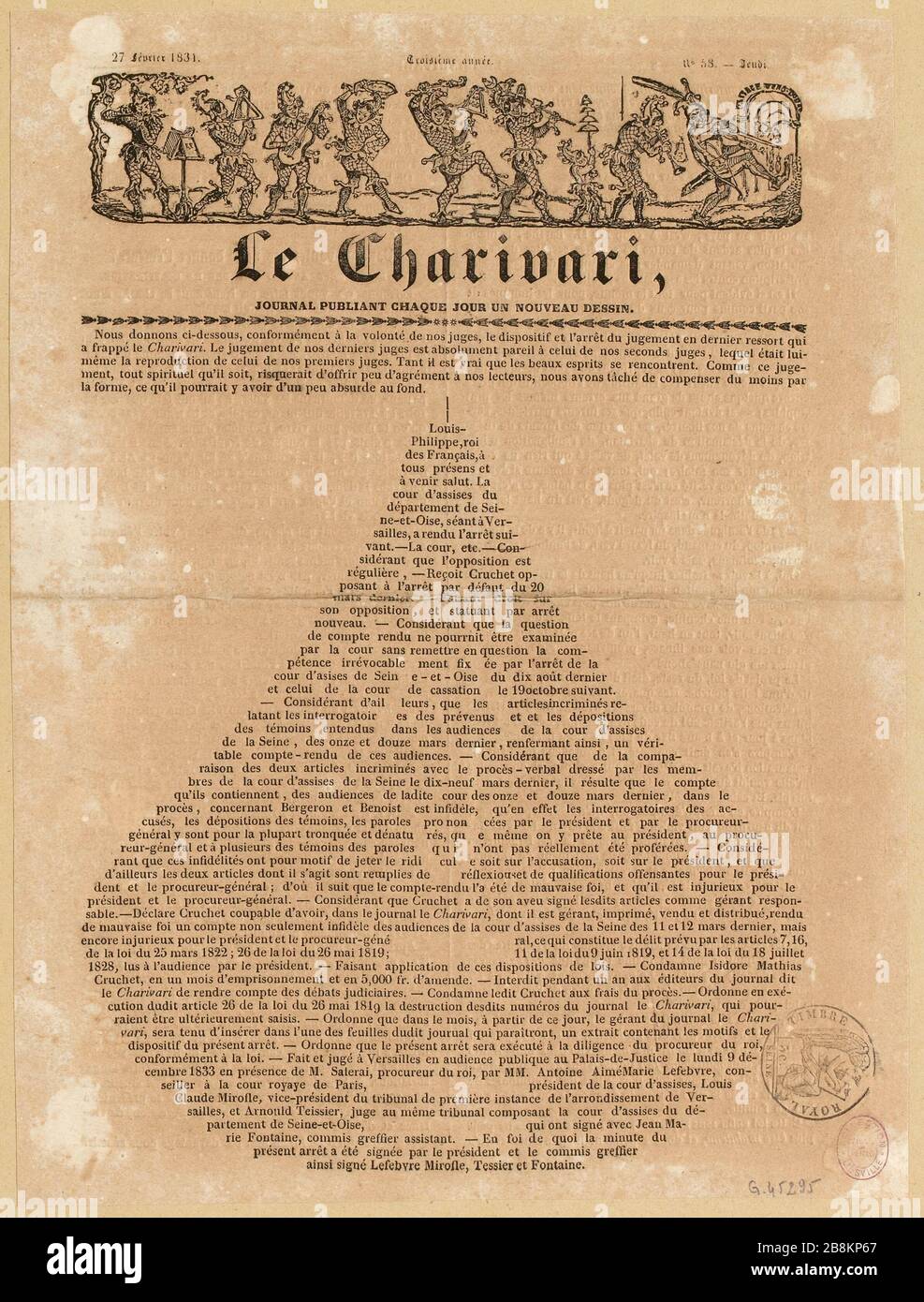 Le Charivari / February 27, 1831 / Third year / No. 58 - Thursday (IT ...