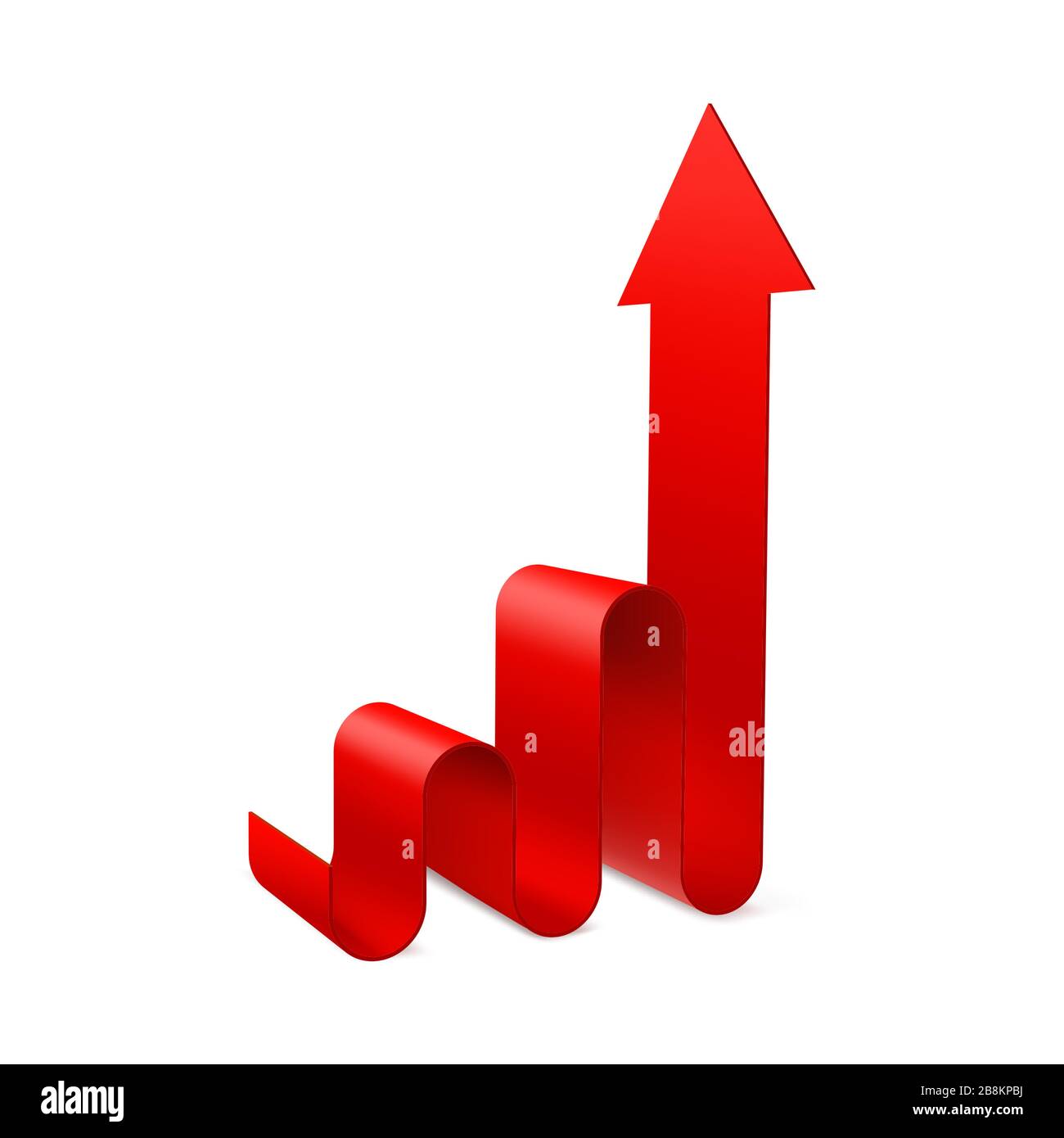 Red wavy growing juicy 3D arrow symbol of a growing trend. Symbol of ...