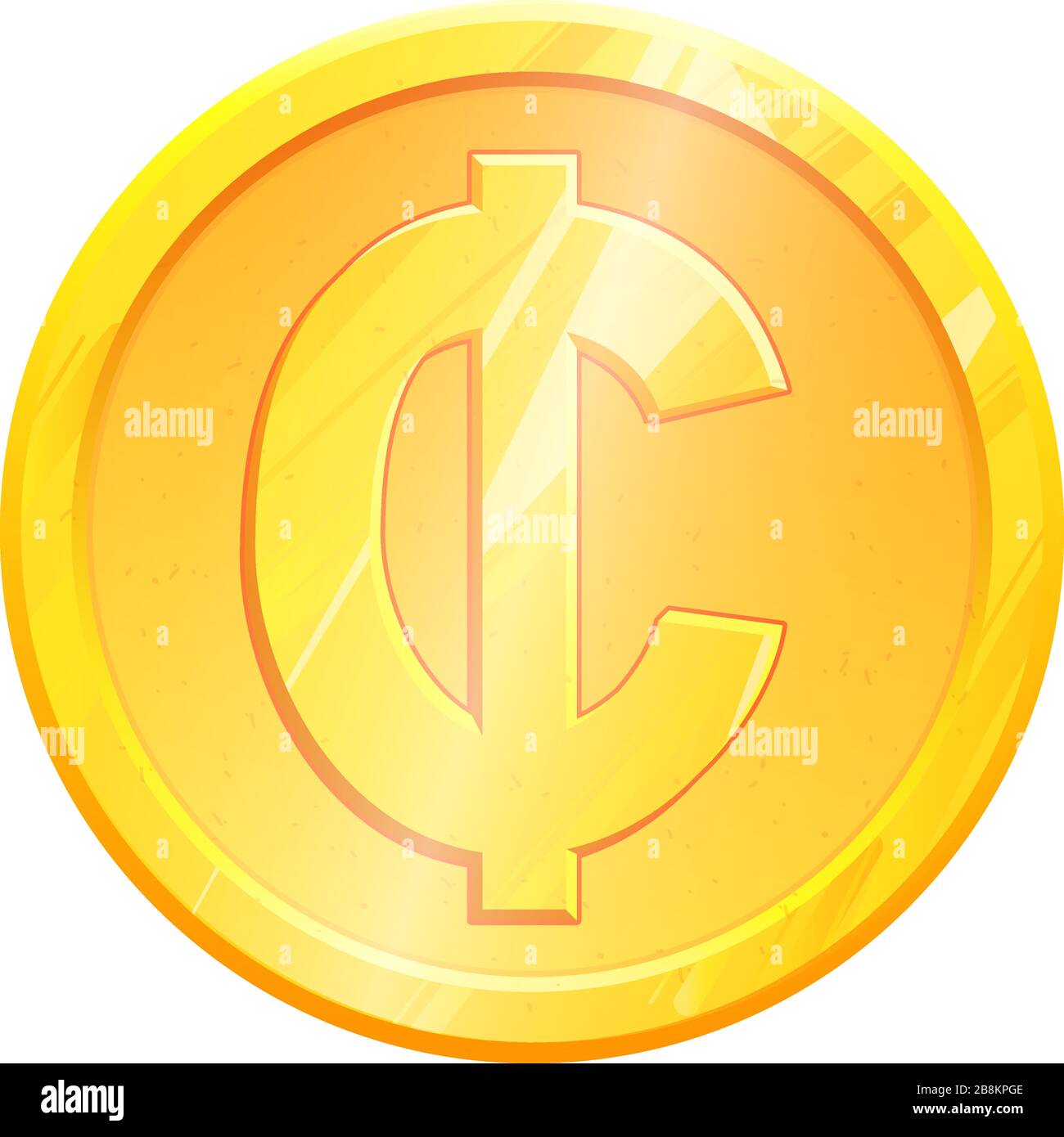 GHS Golden Ghanaian Cedi coin symbol on white background. Finance ...