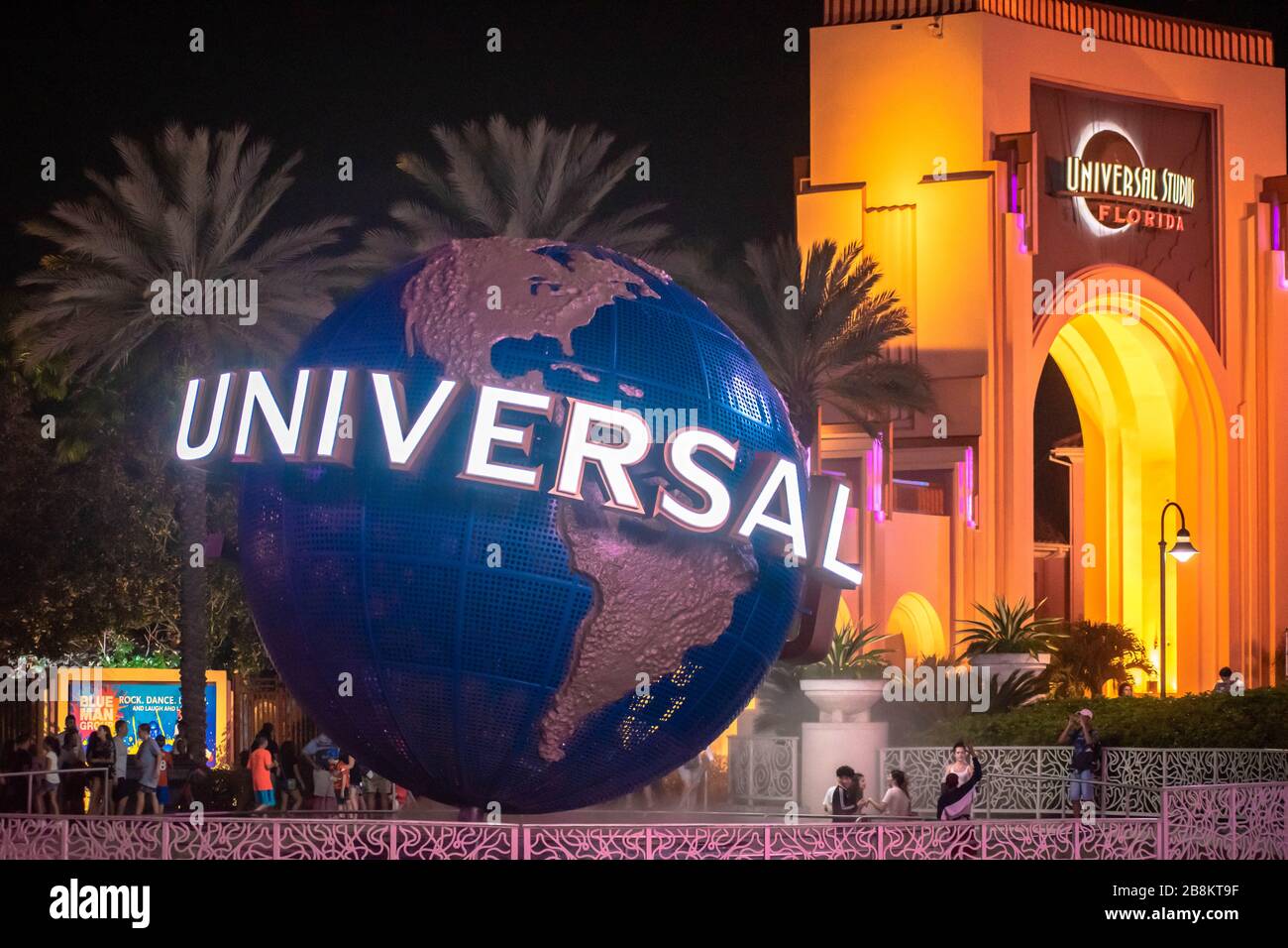 Orlando, Florida. February 12, 2020. World sphere and Universal Studios ...