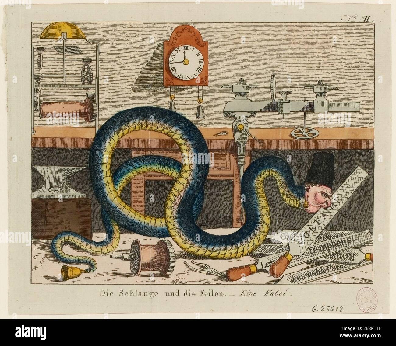 N ° II / The snake une the filing. A fable. (TI Stock Photo - Alamy