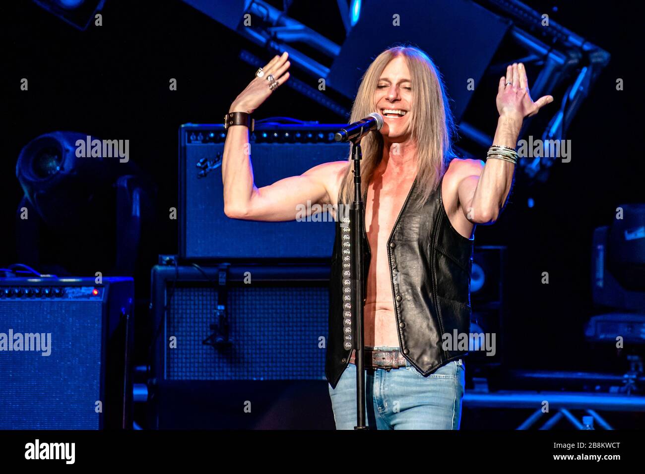 Orlando, Florida. March 11, 2020. Derek Sharp singing with Canadian The ...