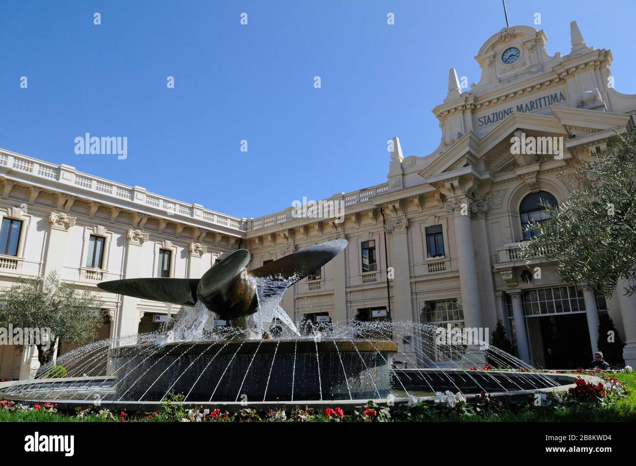 a view on the Marine station in the port of Genoa, Ligury, Italy ...
