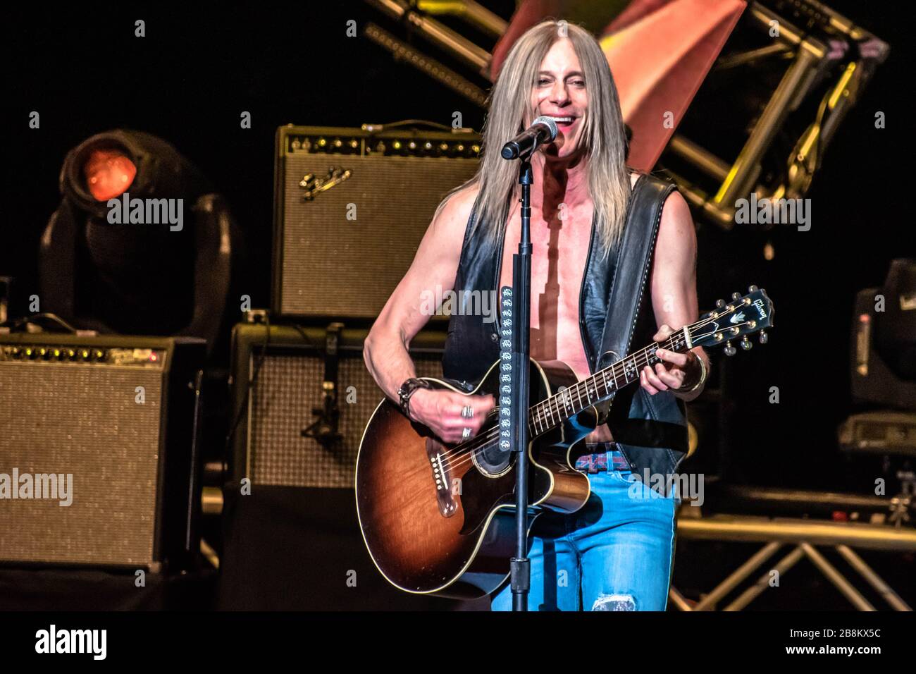 Orlando, Florida. March 11, 2020. Derek Sharp singing with Canadian The ...