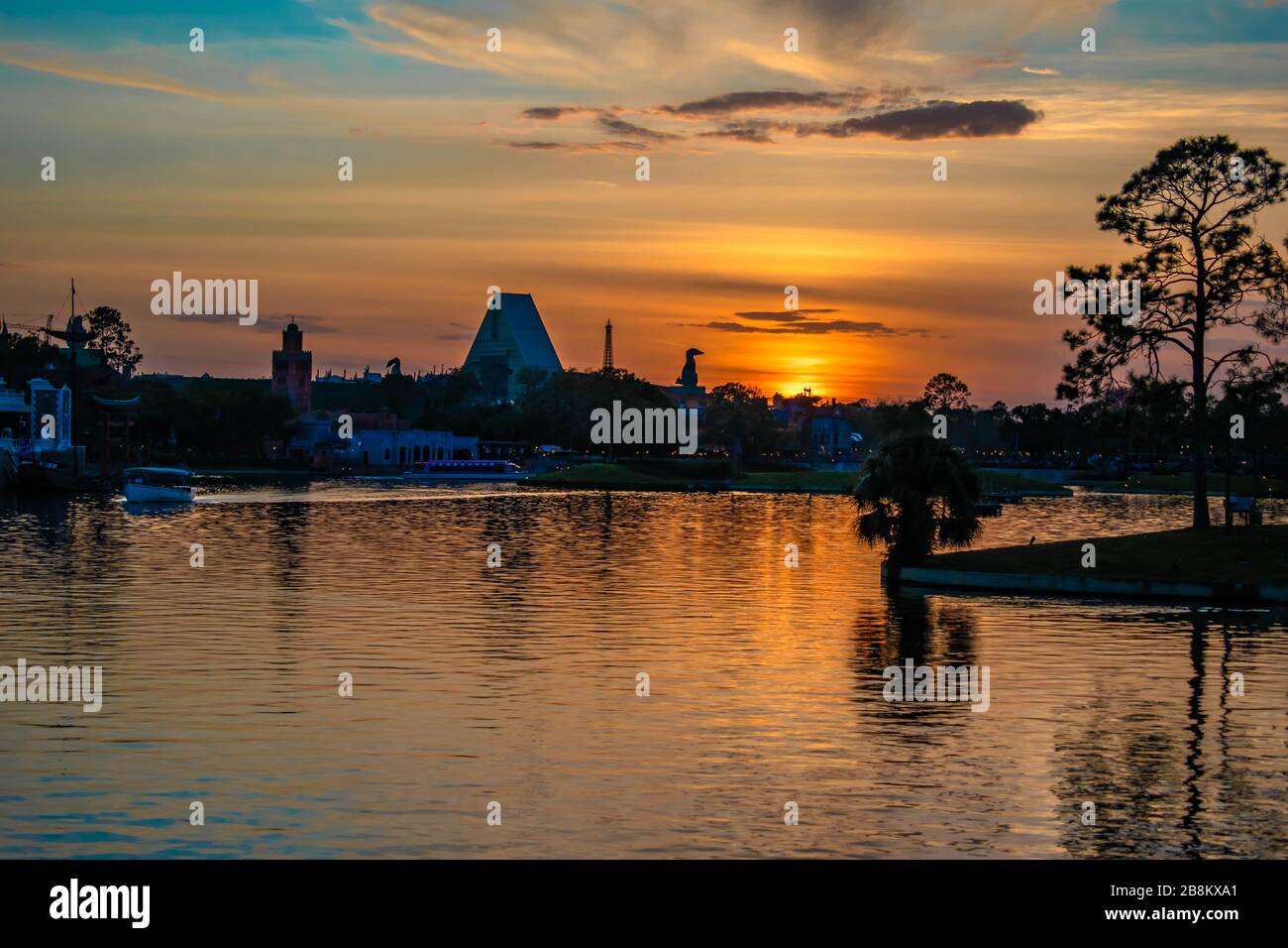 Orlando, Florida. March 11, 2020. Dockside on beautiful sunset ...
