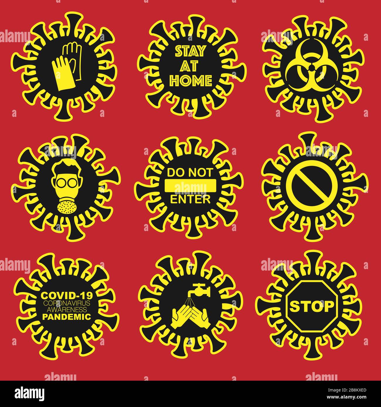 Coronavirus black and yellow signs set Stock Vector Image & Art - Alamy