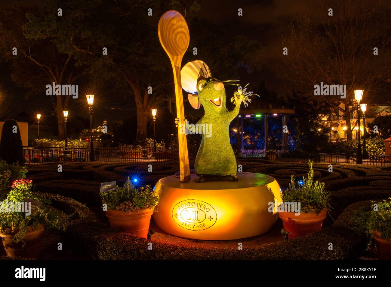 Orlando, Florida. March 11, 2020. Remy of Ratatouille topiarie in ...
