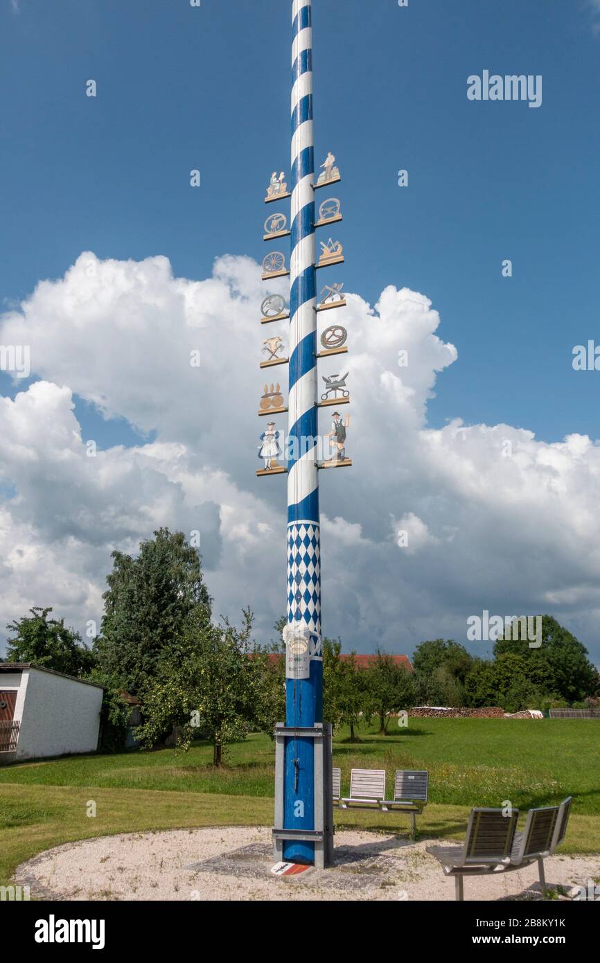 Village may pole in Götting, Bavaria, Germany Stock Photo - Alamy