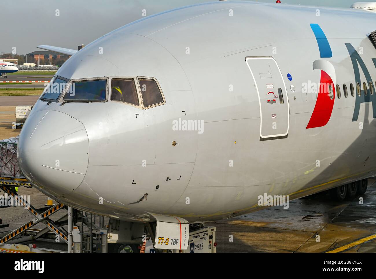 LONDON, ENGLAND - NOVEMBER 2018: Close up of the nose of an American ...