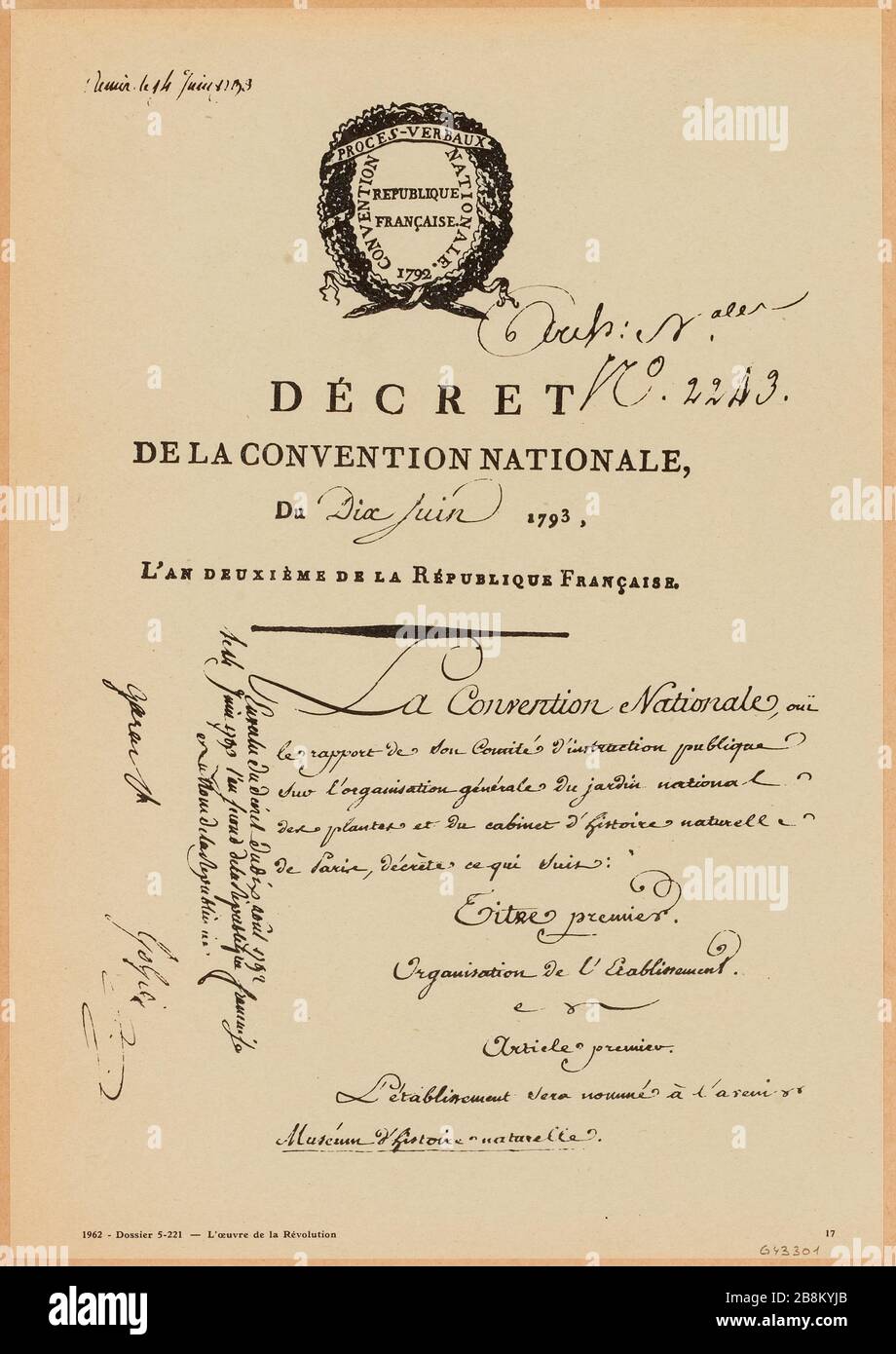 Decree of the National Convention / Ten From June 1793, The Second Year ...
