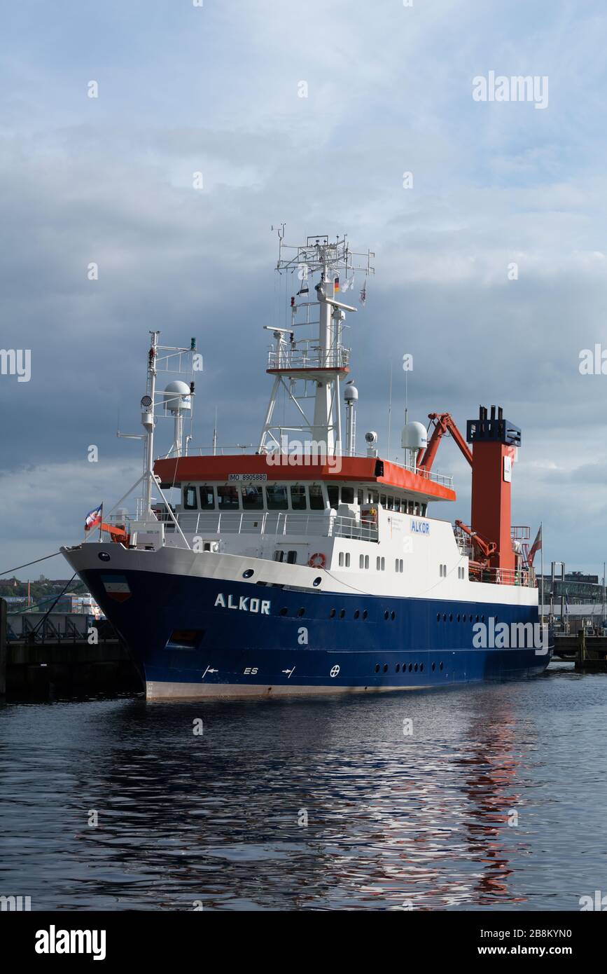 Scientific research vessel "Alkor" at the GEOMAR Centre Kiel, Kiel ...