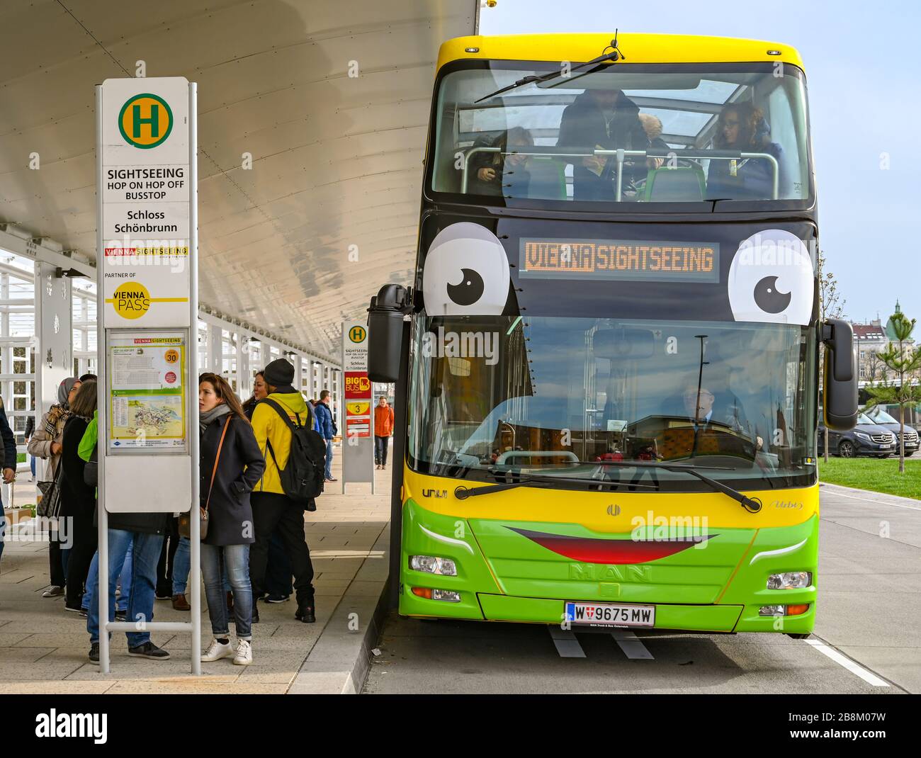 VIENNA, AUSTRIA - NOVEMBER 2019: Double deck tourist bus operated by ...