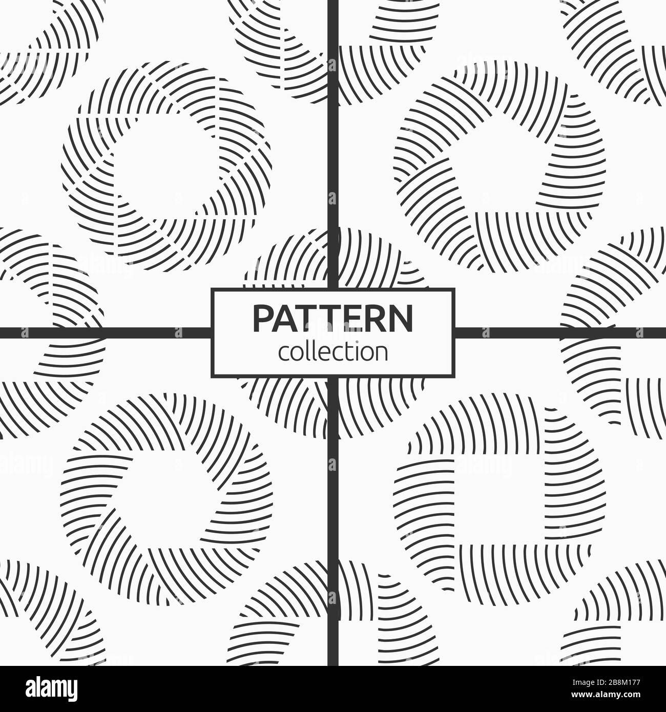 Set of four seamless patterns of repeating round striped circular ...